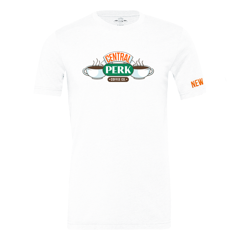 White Central Perk Unisex T-Shirt - "NEW YORK" Sleeve Tribute